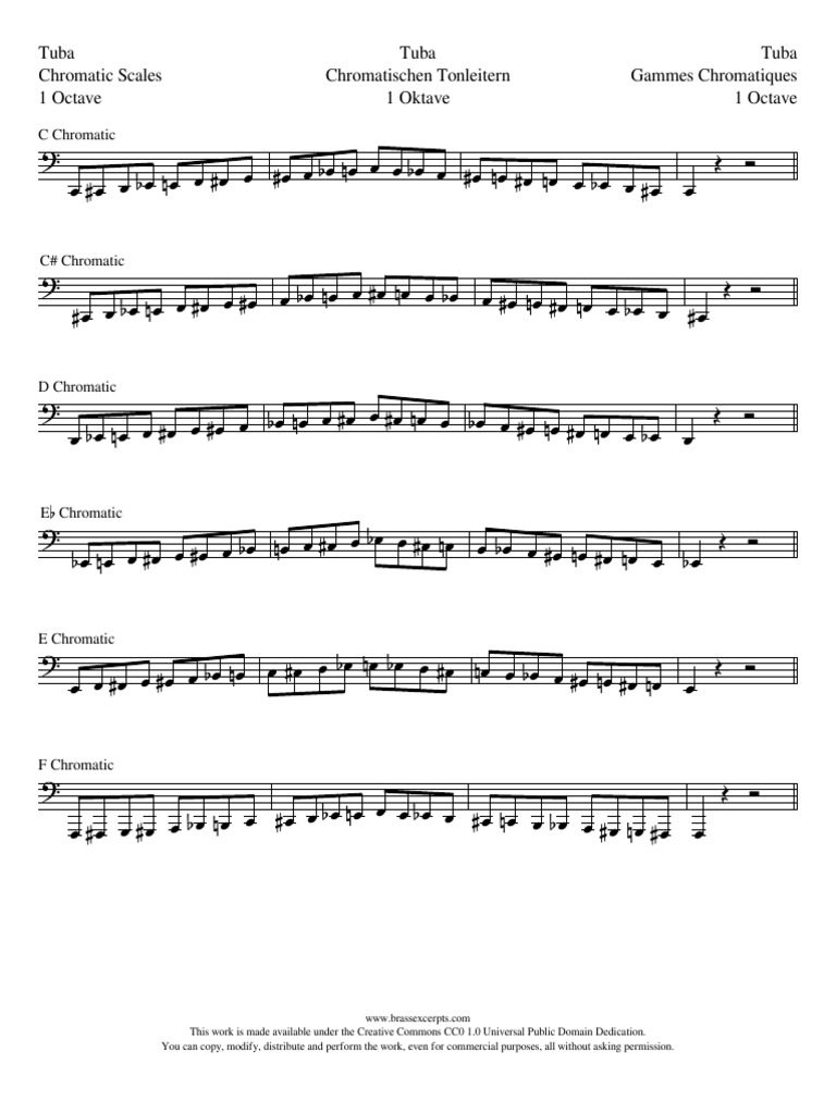 Tuba Chromatic Scales Overview | PDF | Creative Commons License | Music ...