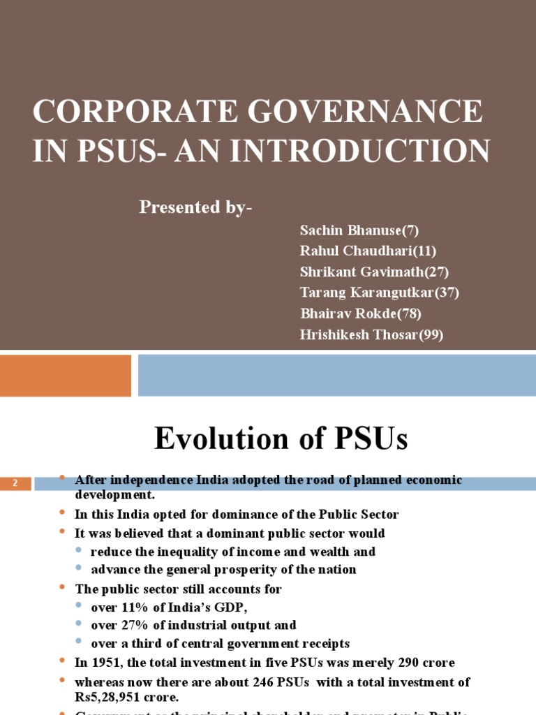 Corporate Governance in Psus-An Introduction: Presented by | PDF ...