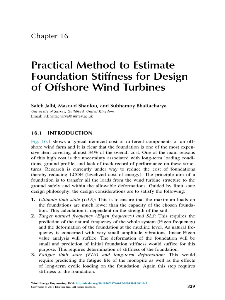 Practical Method To Estimate Foundation Stiffness For Design of Offshore Wind Turbines | PDF ...