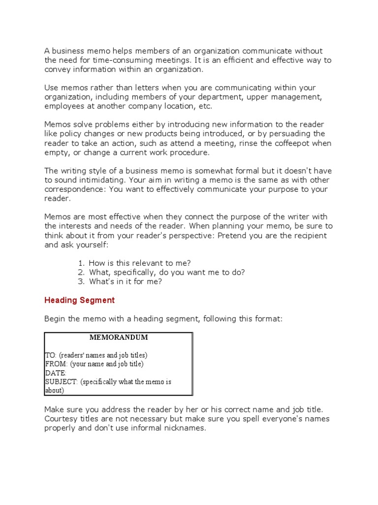 Business Memo | PDF | Memorandum | Human Communication