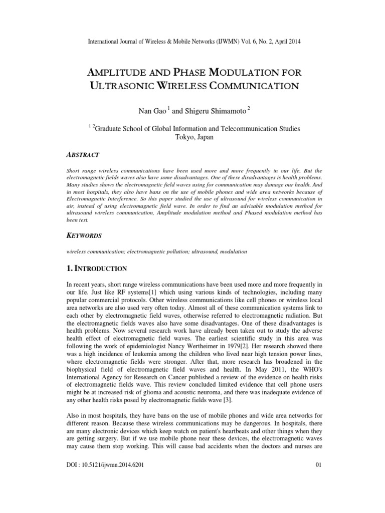 Ultrasound Wireless Modulation | PDF | Modulation | Broadcast Engineering