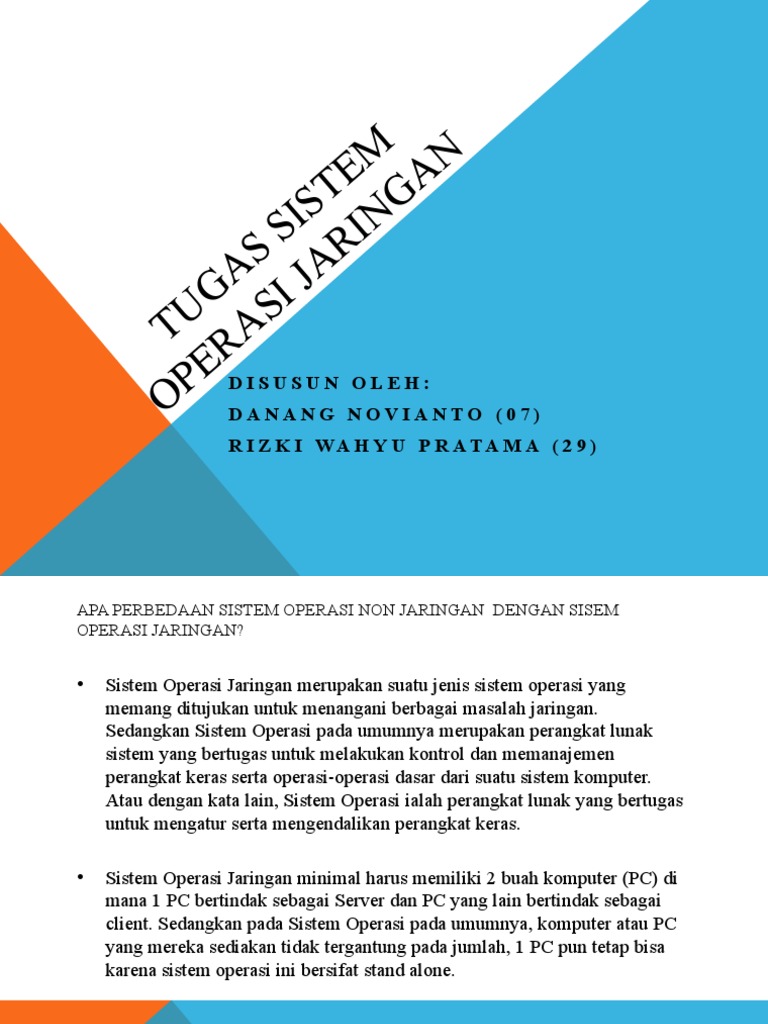 Tugas dan Contoh Sistem Operasi Jaringan | PDF