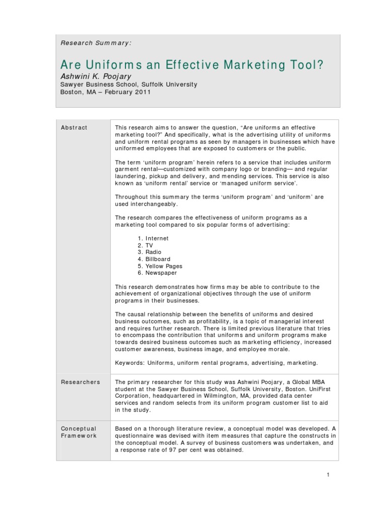 Are Uniforms An Effective Marketing Tool? | PDF | Brand | Advertising