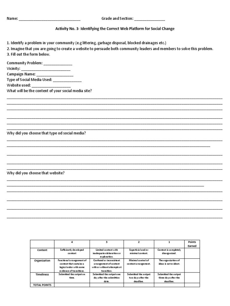 Activity No. 3-Identifying The Correct Web Platform For Social Change ...