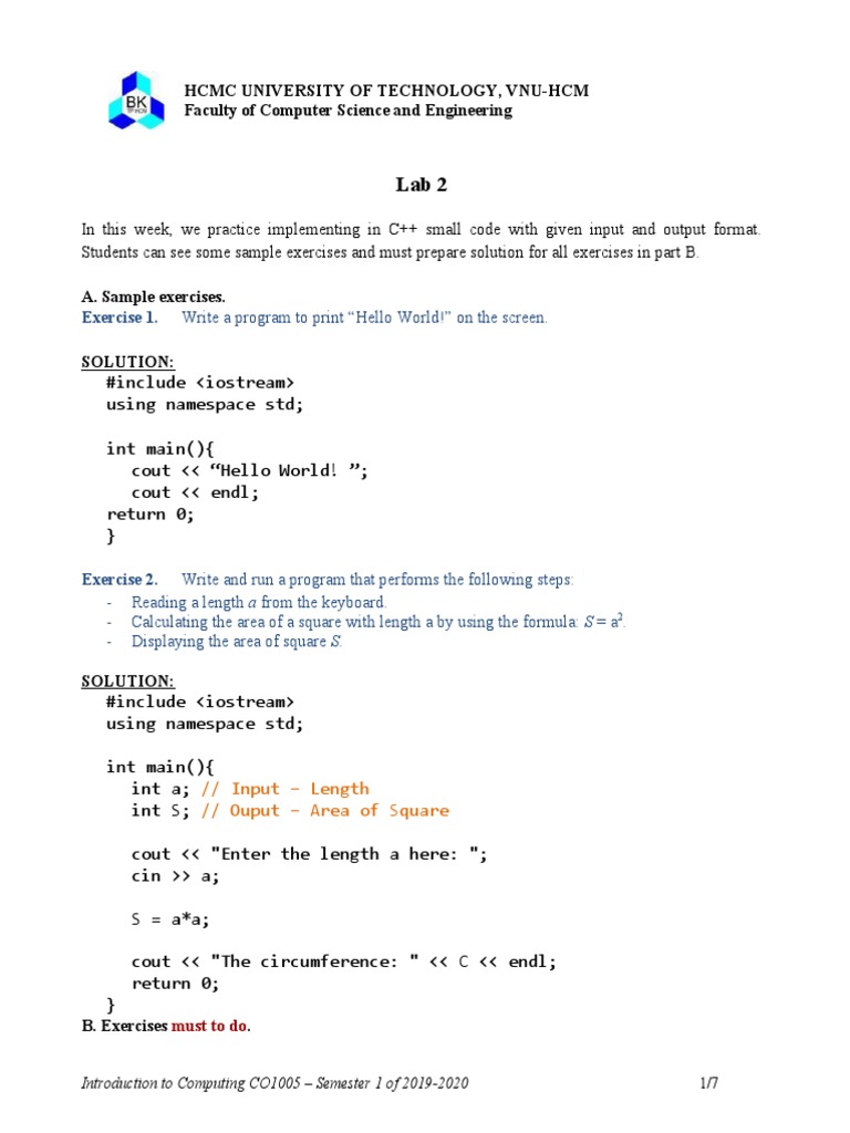 Lab 2 Inputoutput Pdf Namespace Computer Science 