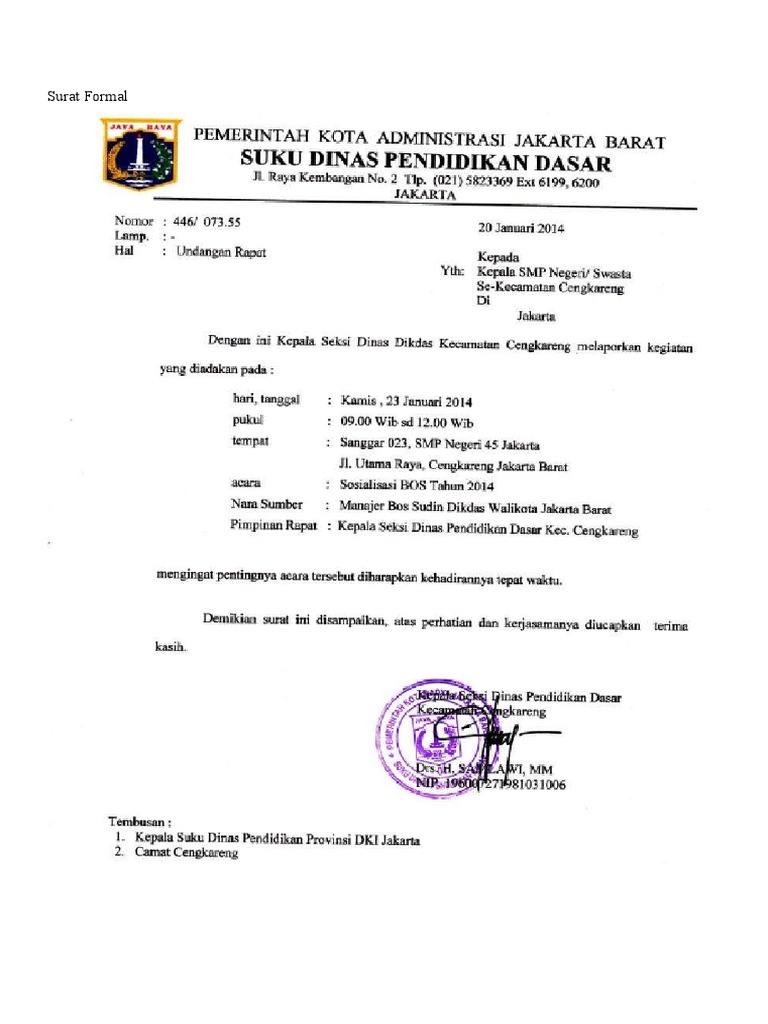 Contoh Surat Formal dan Informal | PDF