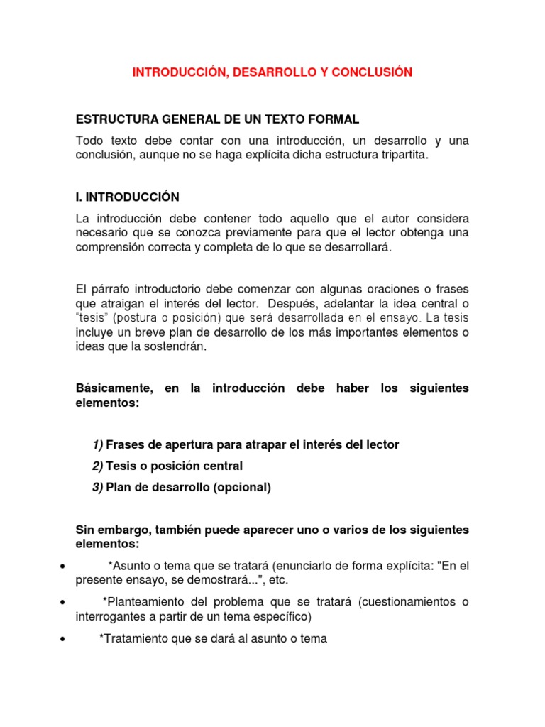 Introducción, Desarrollo y Conclusión | PDF | Ensayos | Science