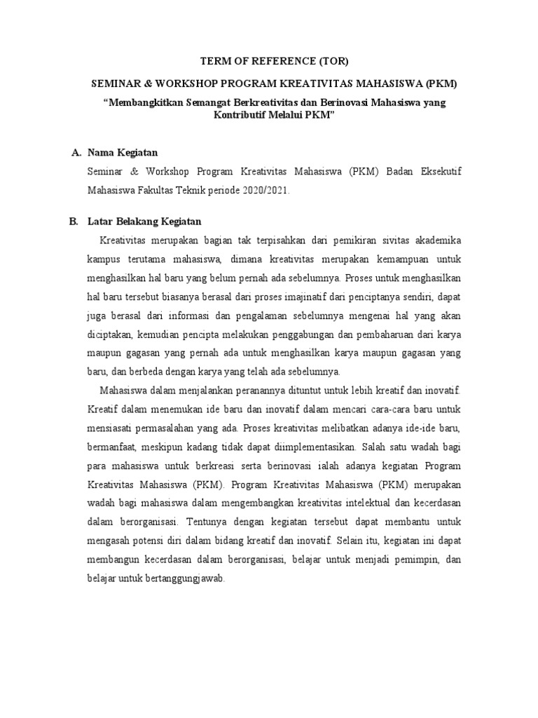 TOR Webinar Dan Workshop Pembicara | PDF