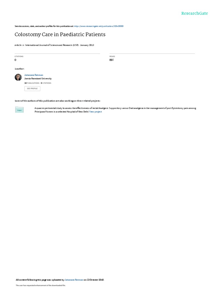 Colostomy Care in Pediatric Patients | PDF | Diseases And Disorders ...