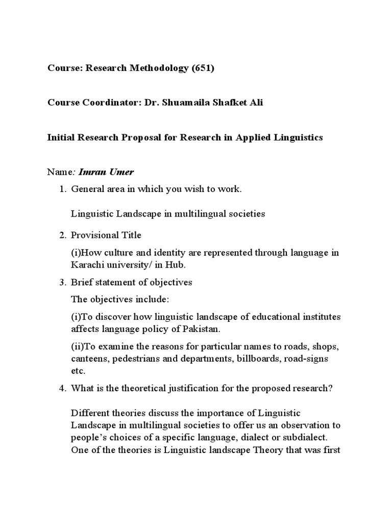 10 Initial Questions of A Synopsis. Language Landscape | PDF ...