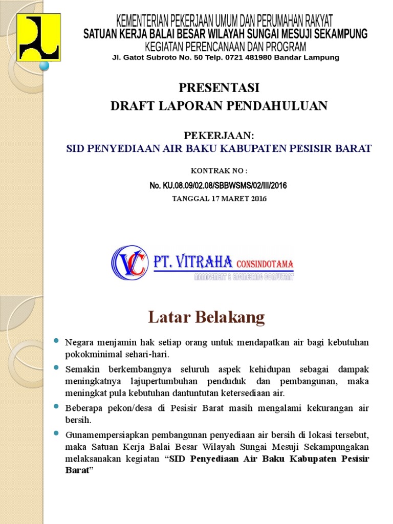 Presentasi Draft LapDal Air Baku Prsisir Barat | PDF