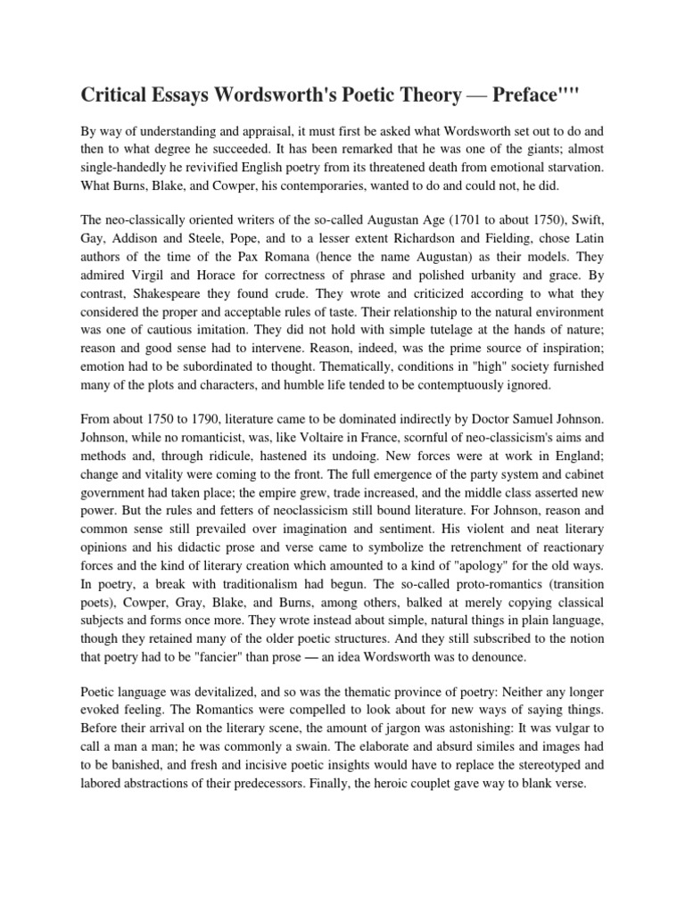 Woorth's Poetic Theory | PDF | William Wordsworth | Samuel Taylor Coleridge