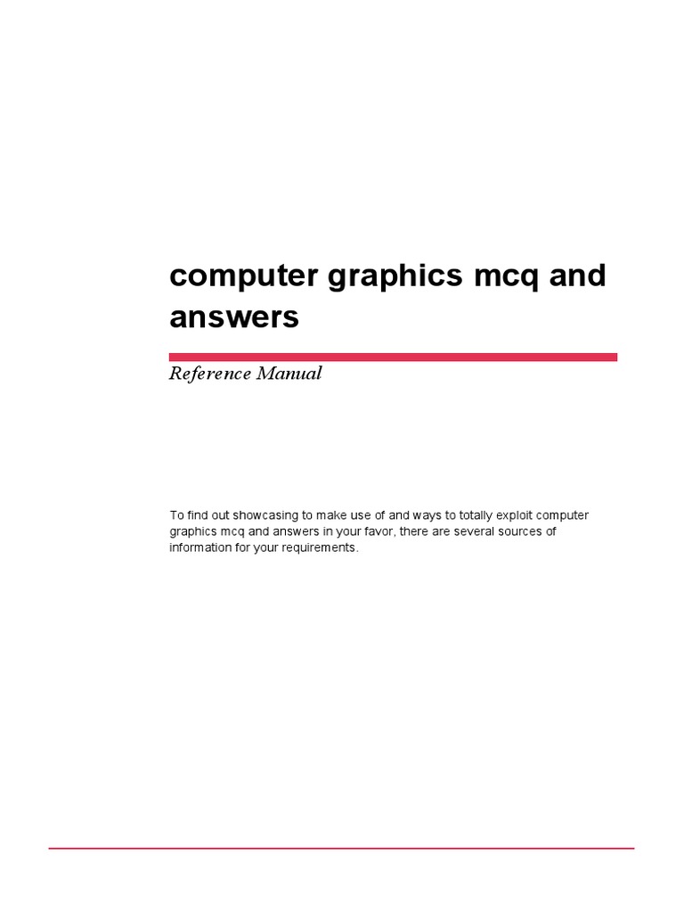 Computer Graphics MCQ and Answers | PDF | Graphics | Graphics Processing Unit