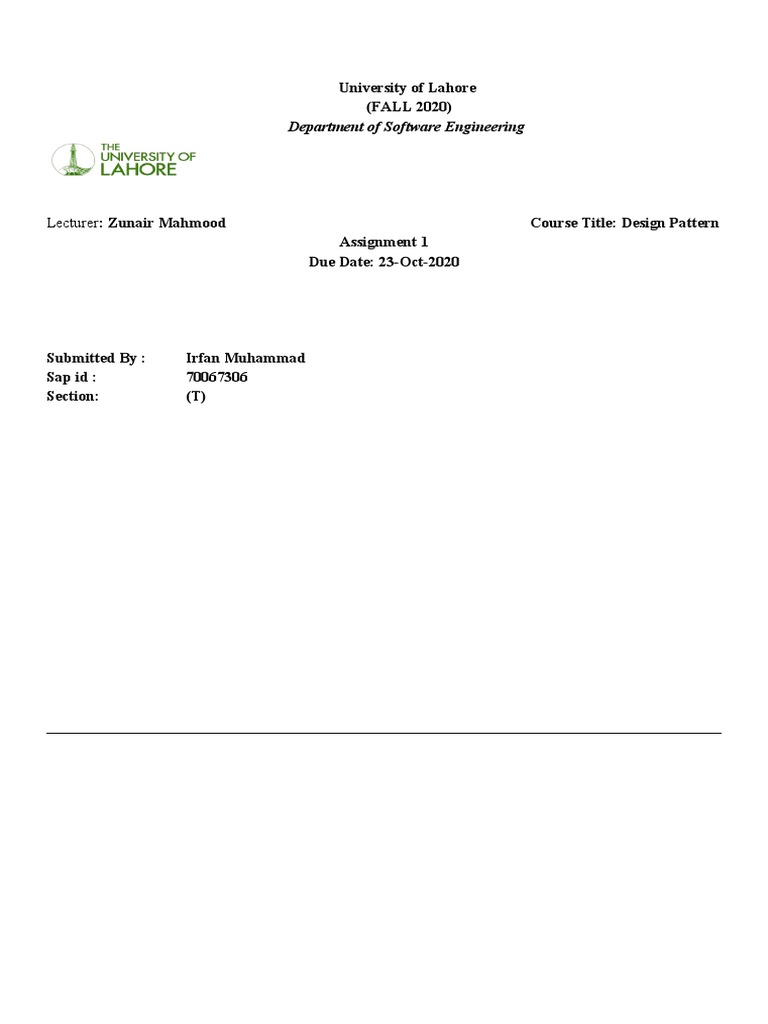 Design Pattern Assignment 1 Pdf Class Computer Programming Object Computer Science