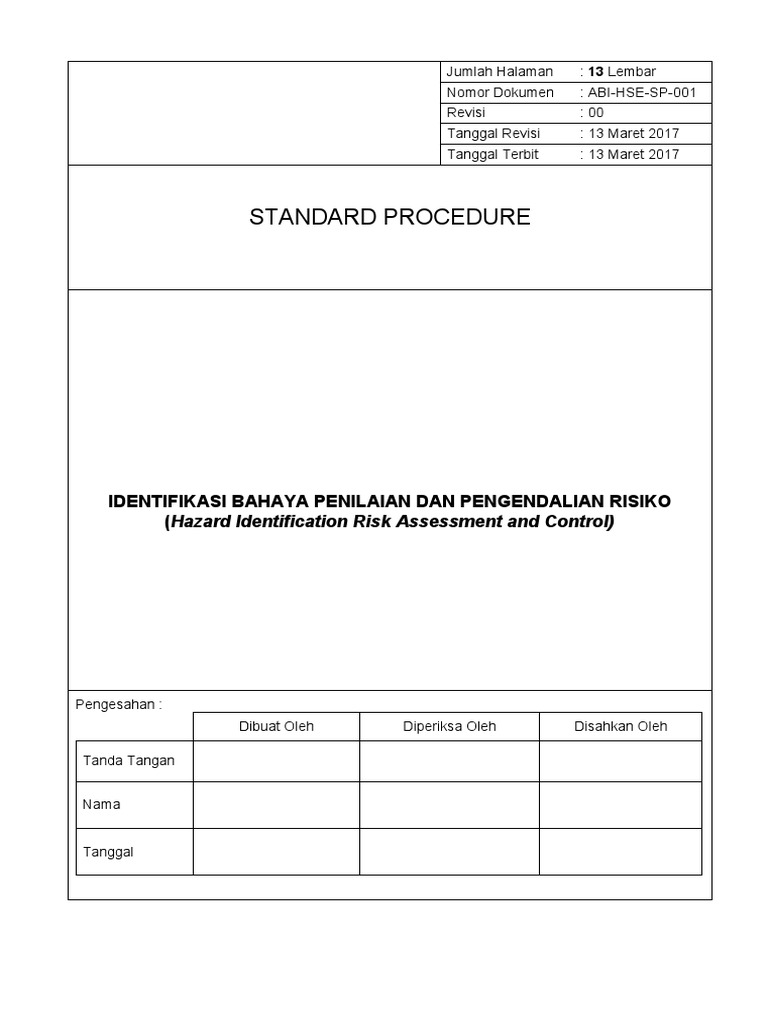 Contoh SOP HIRAC | PDF
