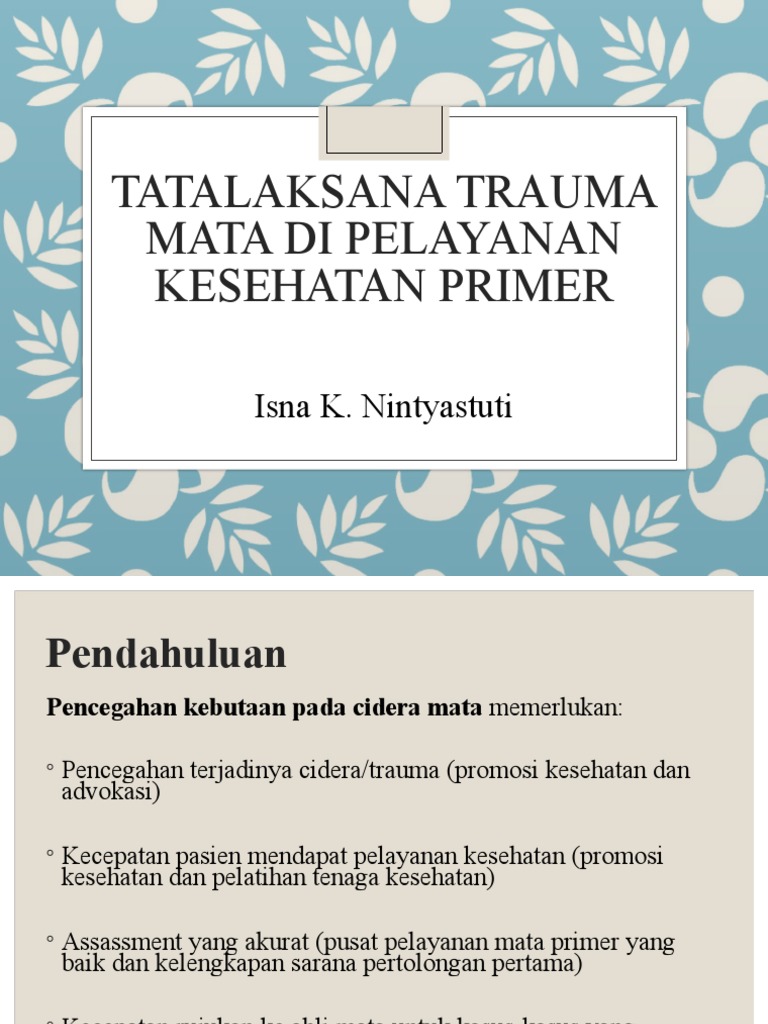 Tatalaksana Trauma Mata Di Pelayanan Kesehatan Primer | PDF
