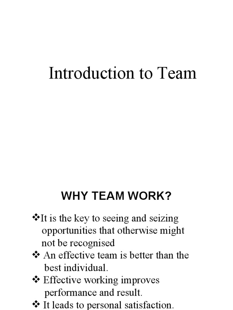 99b13introduction To Team | PDF | Human Nature | Cognition