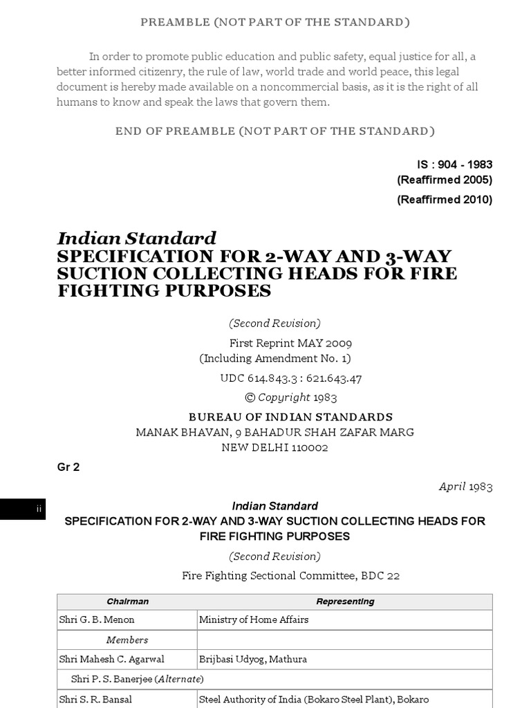 Is 904-Specification For 2-Way and 3-Way Suction Collecting Heads For ...