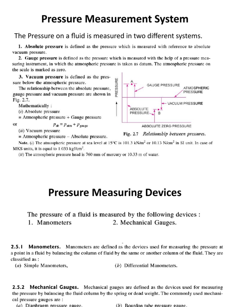 Pressure and Its Measurement | PDF