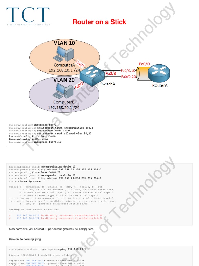 Of Technology: Router On A Stick | PDF | Router (Computing) | Network Switch