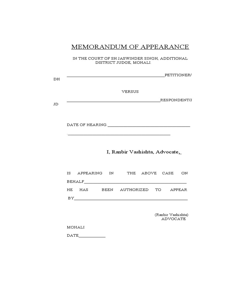Memo of Appearance | PDF
