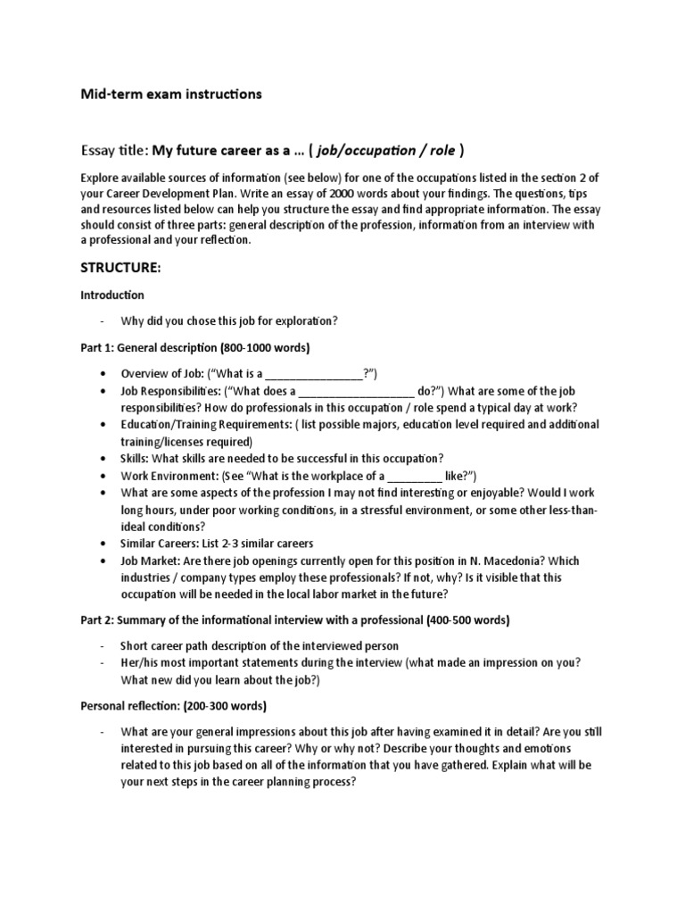 Mid Term Exam | PDF | Essays | Interview