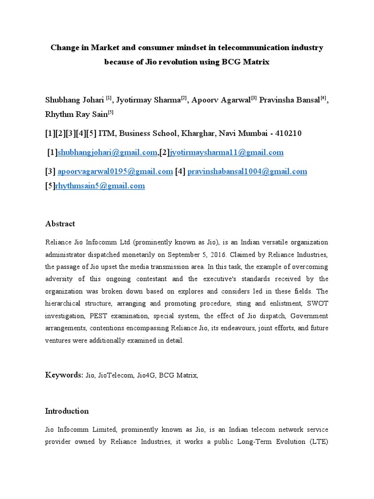 Change in Market and Consumer Mindset in Telecommunication Industry ...