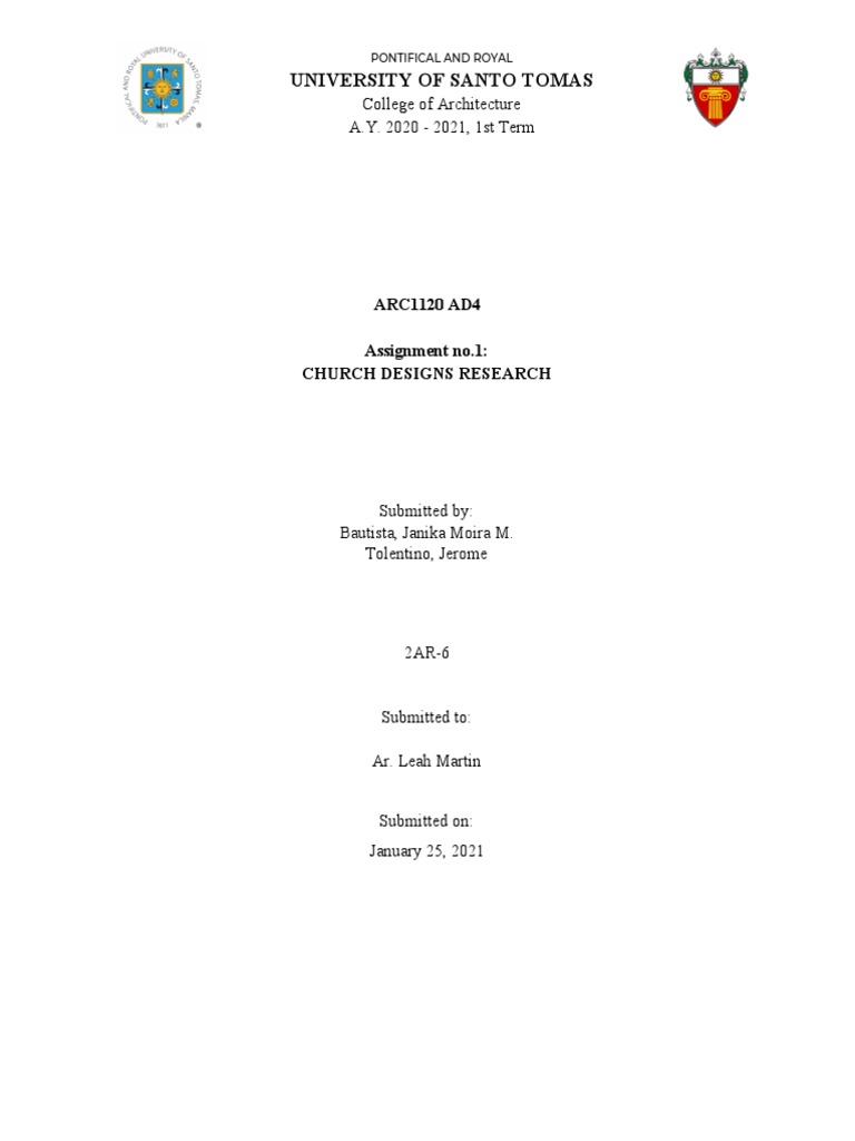 University of Santo Tomas: College of Architecture A.Y. 2020 - 2021 ...