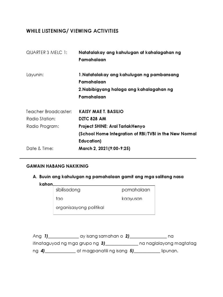 Learning-Activity-Sheet Q3 AP4 Module-1 | PDF