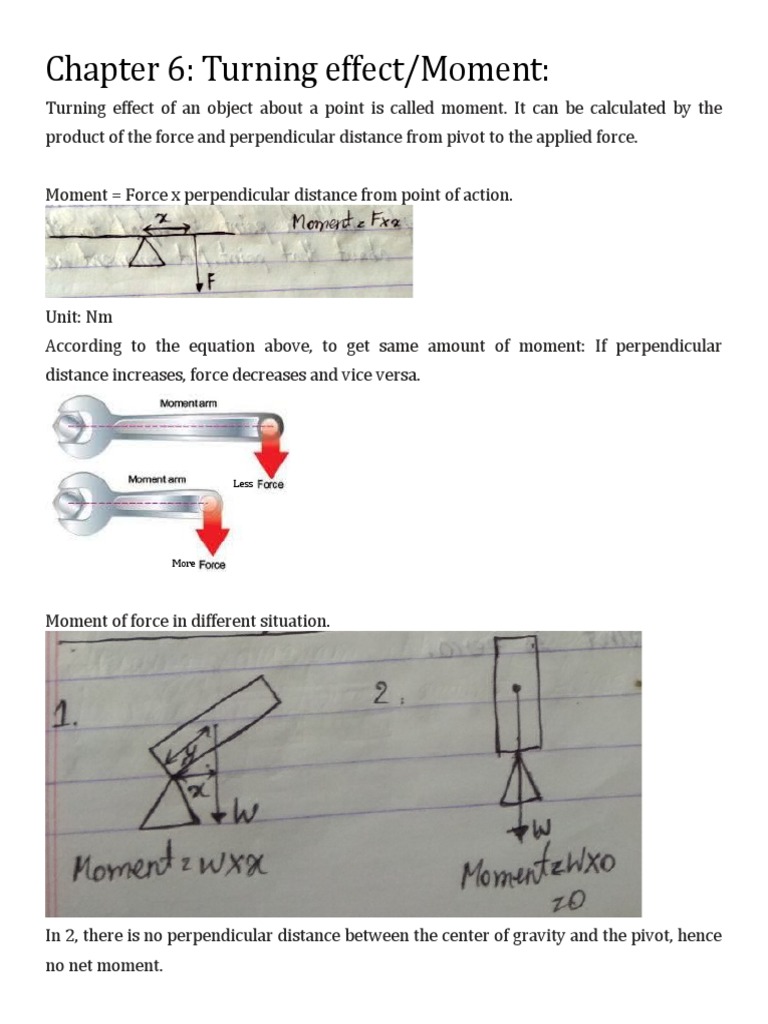 Unit 1 Chapter 6 - Turning Effect of Forces | PDF | Center Of Mass | Force