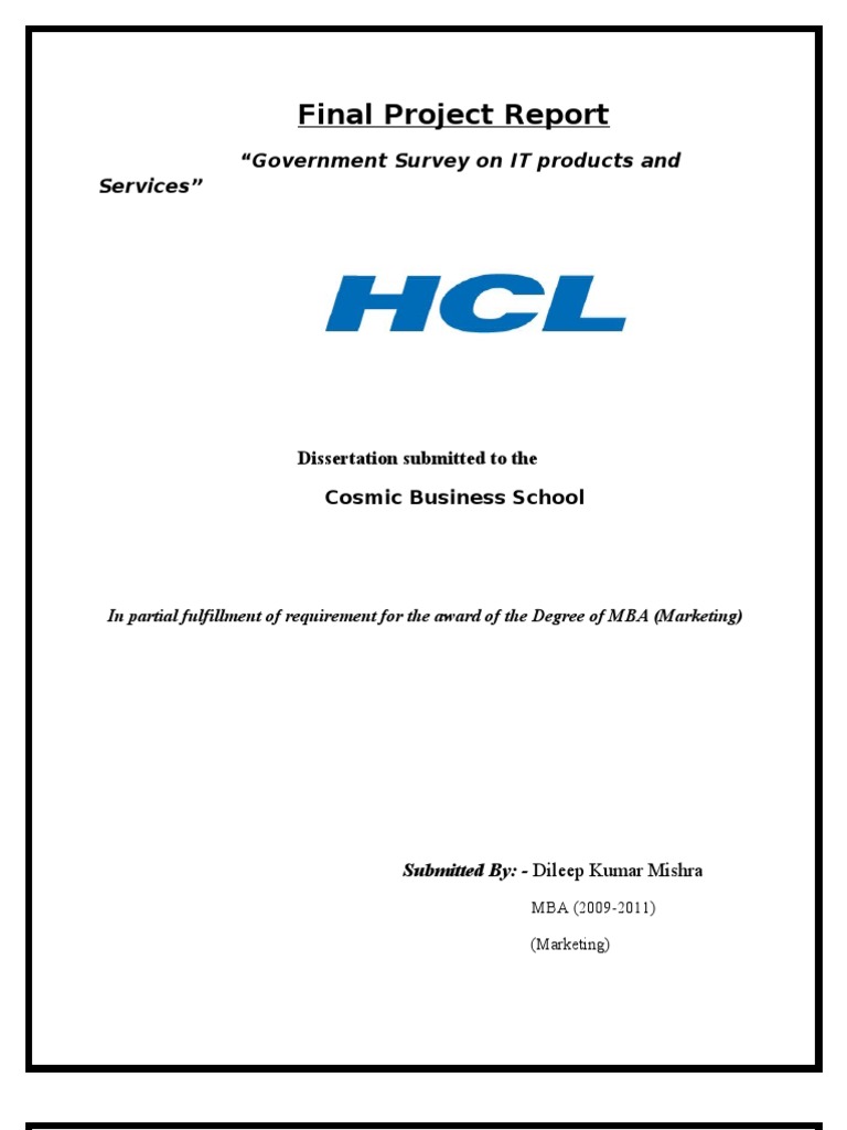 Project Report On HCL - Market Research | Download Free PDF | Personal ...