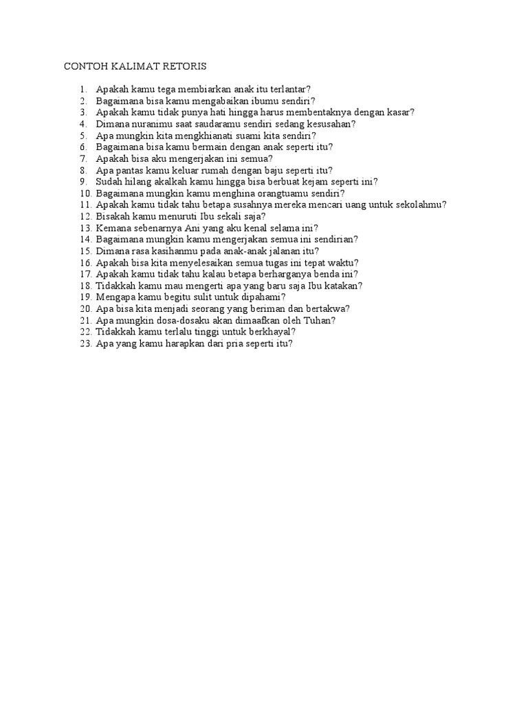 Contoh Kalimat Retoris | PDF