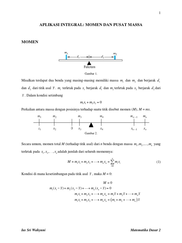Aplikasi Integral: Momen dan Pusat Massa | PDF