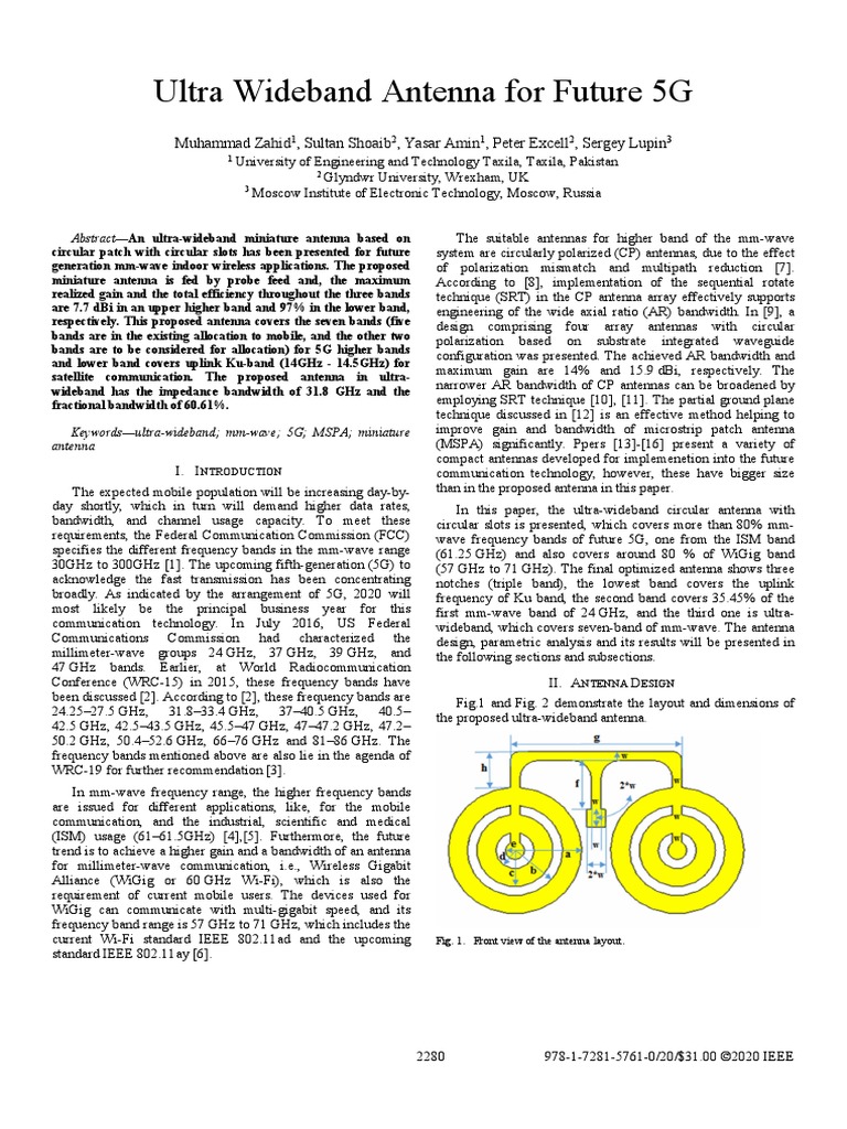 Ultra Wide Band Antenna For Future 5G | PDF | Ultra Wideband ...