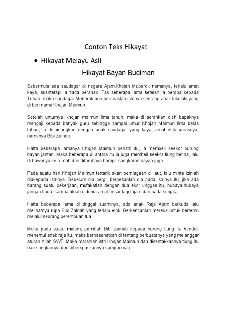 Contoh Teks Hikayat | PDF