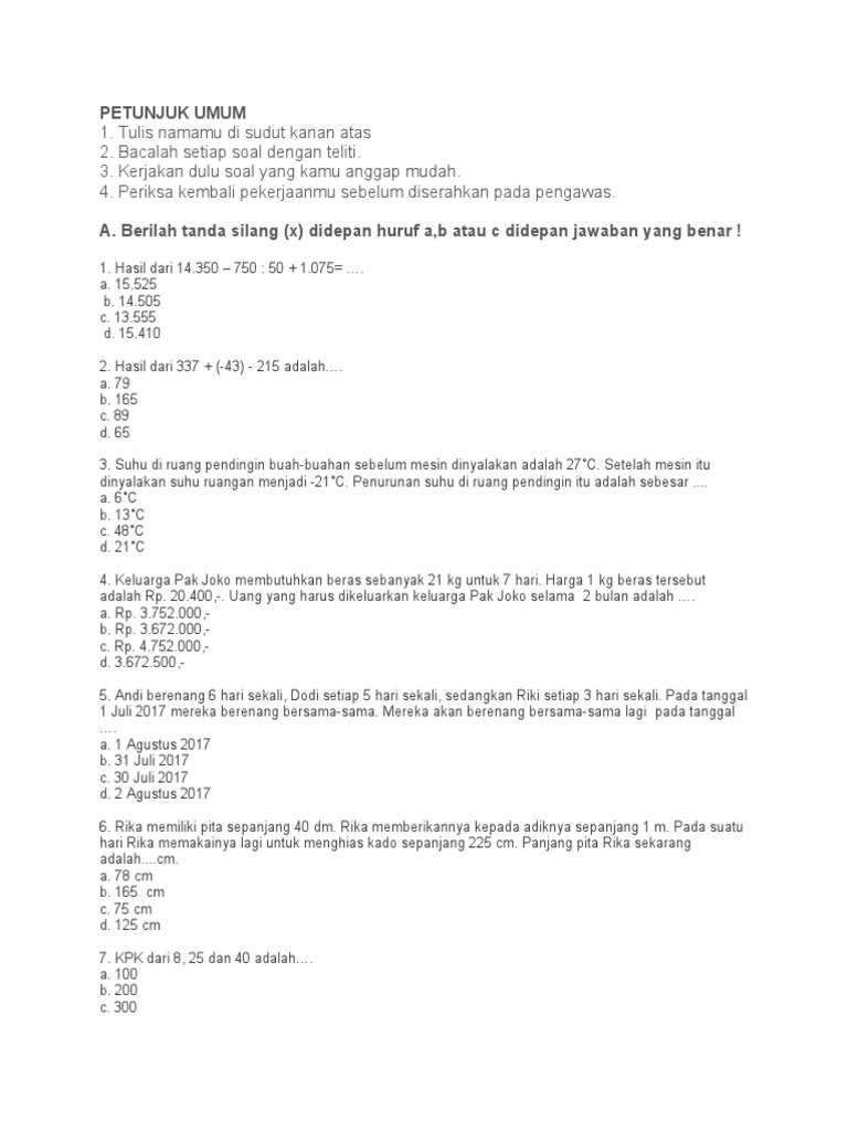 Try Out Matematika | PDF