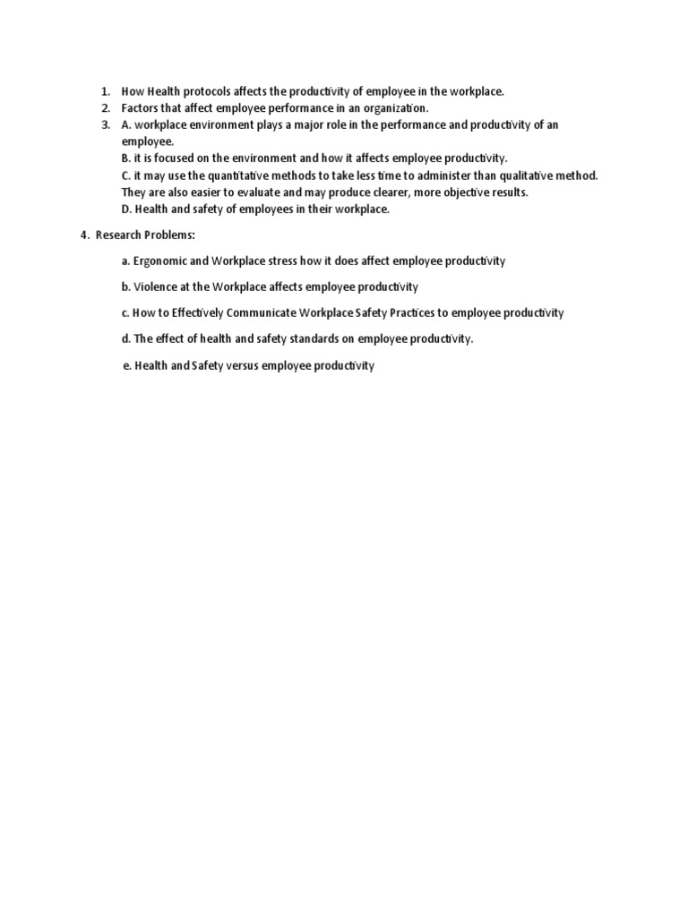 Health Protocol Research Problem | PDF | Career & Growth | Business