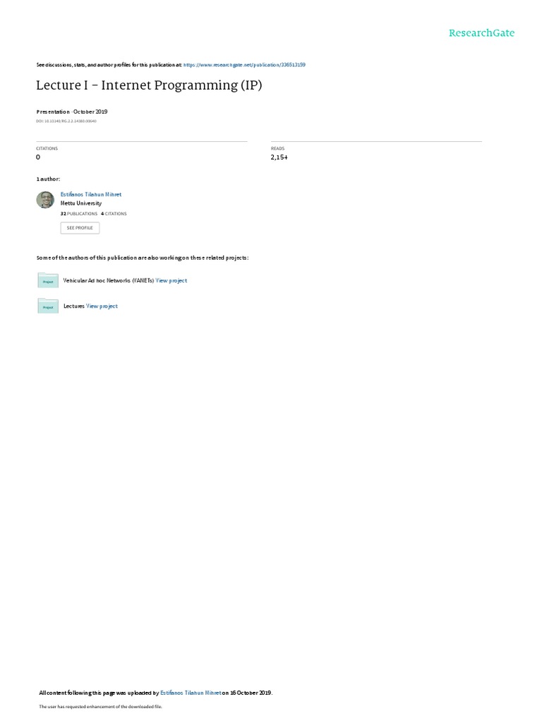 Internet Programming Lecture Overview | PDF | Websites | World Wide Web