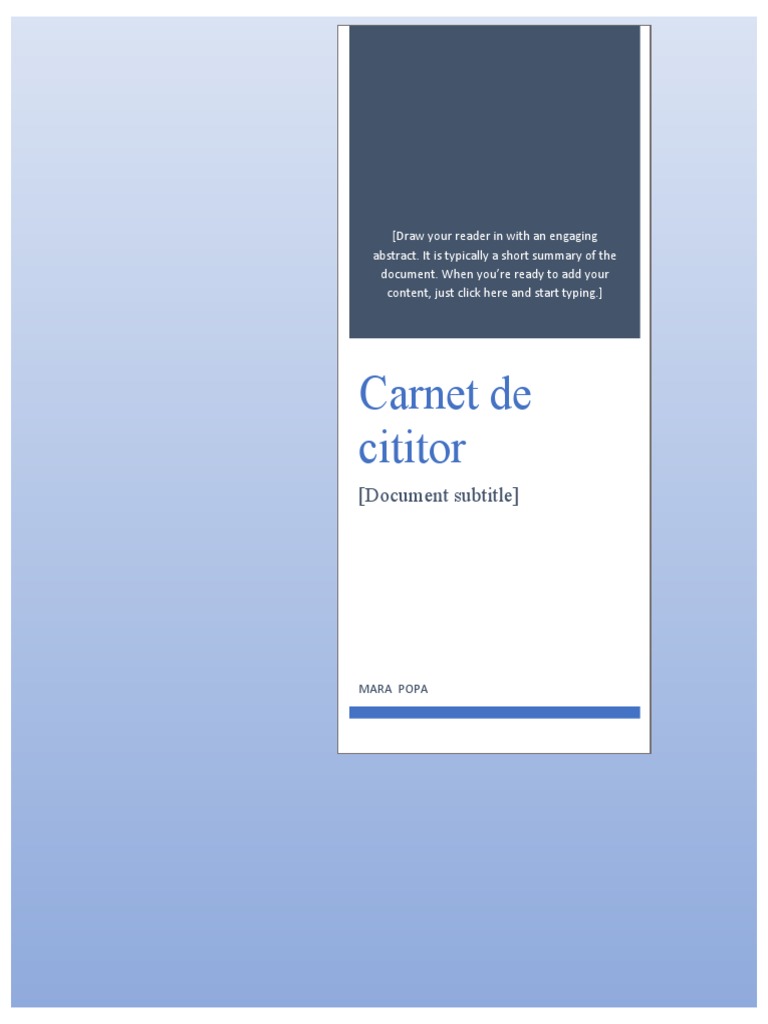 Carnet de Cititor | PDF