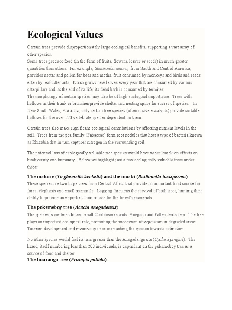 Ecological Values: The Makore (Tieghemella Heckelii) and The Moabi ...