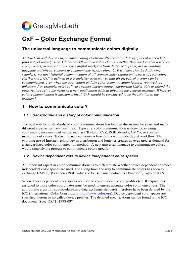 CXF - Color Exchange Format: The Universal Language To Communicate ...