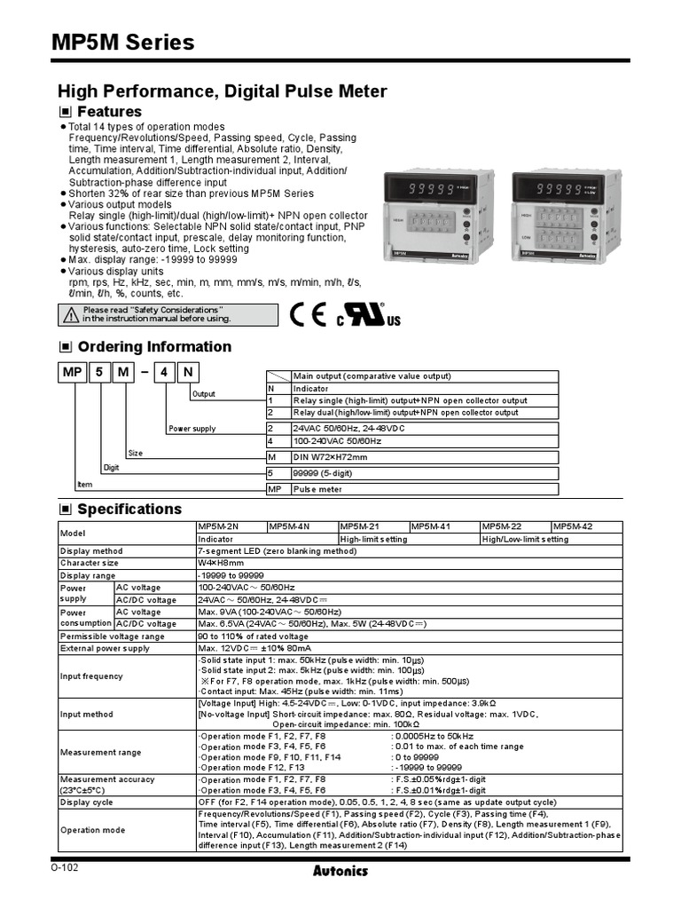 MP5M Series: High Performance, Digital Pulse Meter | PDF | Bipolar ...