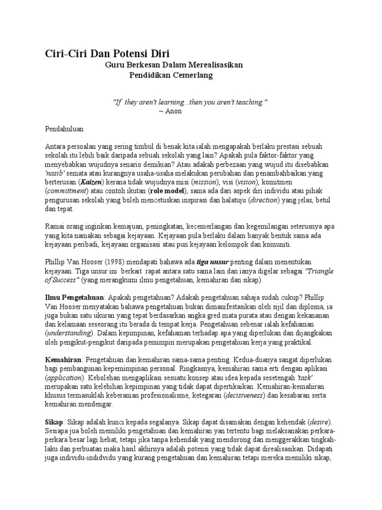Ciri-Ciri Guru Berkesan | PDF