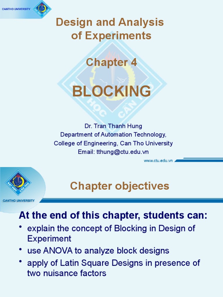 Design and Analysis of Experiments: Blocking | PDF | Errors And Residuals | Analysis Of Variance