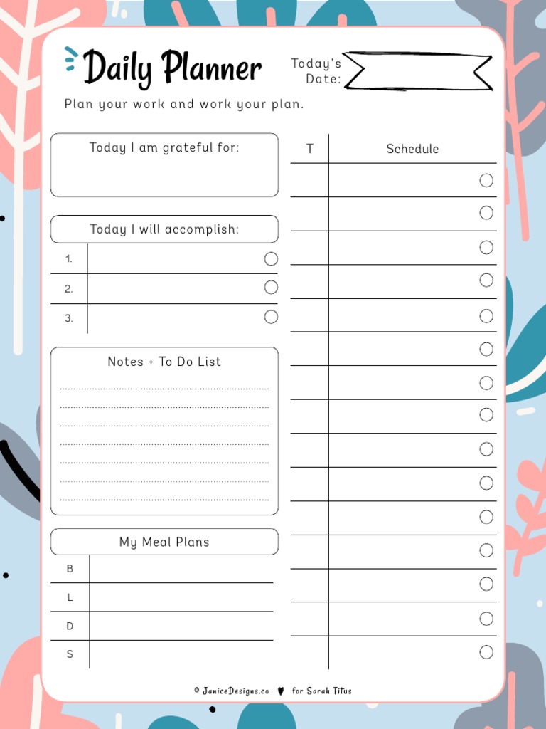 Planner Printables For Sarah Titus Janice Designs 06 | PDF