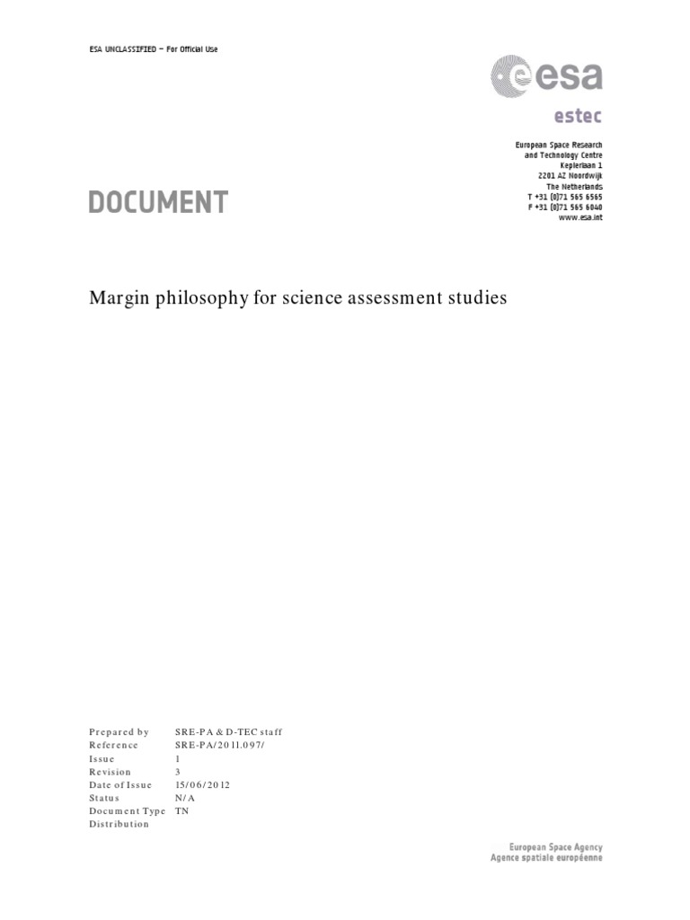 Margin Philosophy For Science Assessment Studies: Estec | PDF ...