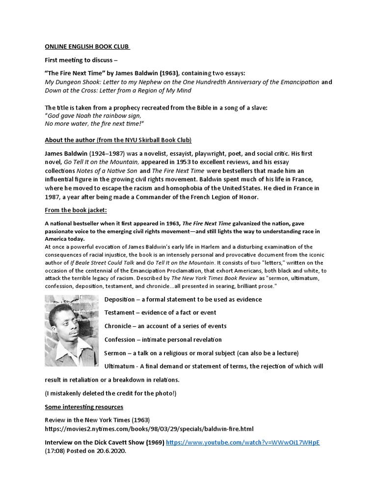 Discussion on Baldwin's "The Fire Next Time" | PDF | Poetry | Books