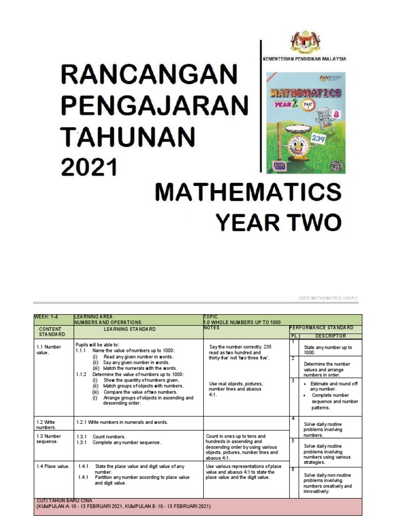 RPT Mathematics Year 2 (DLP) 2021 by Rozayus Academy | PDF | Litre ...
