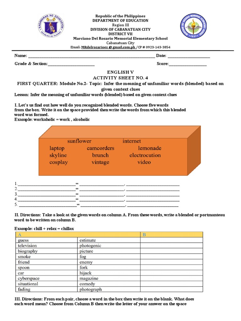 LAS-Grade5-Module2-Blended Words | PDF | Hotel And Accommodation