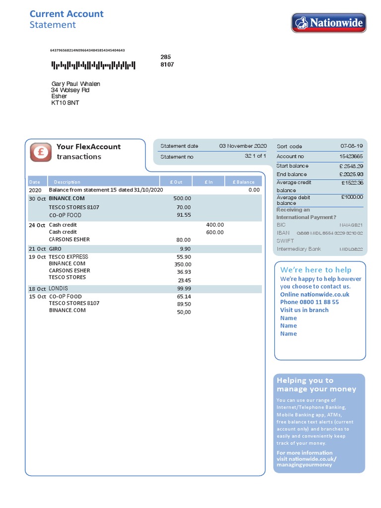 Nationwide | PDF | Transaction Account | Services (Economics)